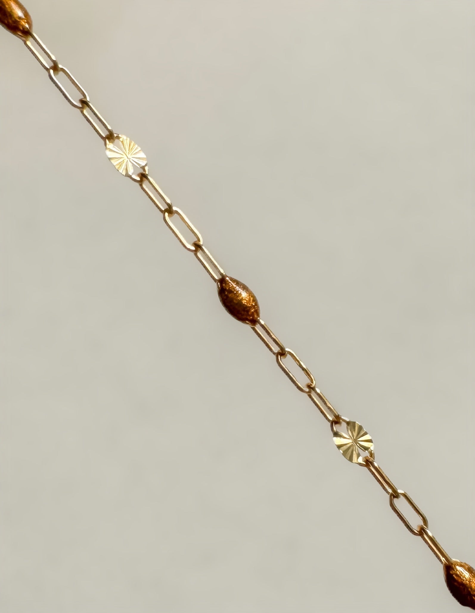 14k Gold Filled Bronze Enamel Sunburst Paperclip Permanent Jewelry Cha ...