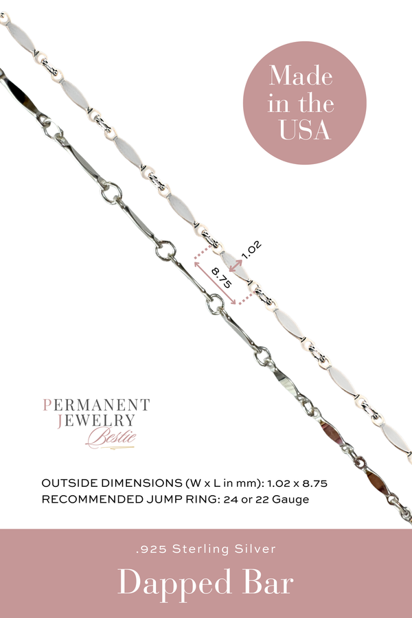 Dapped Bar Permanent Jewelry Chain by the foot – Permanent Jewelry Bestie