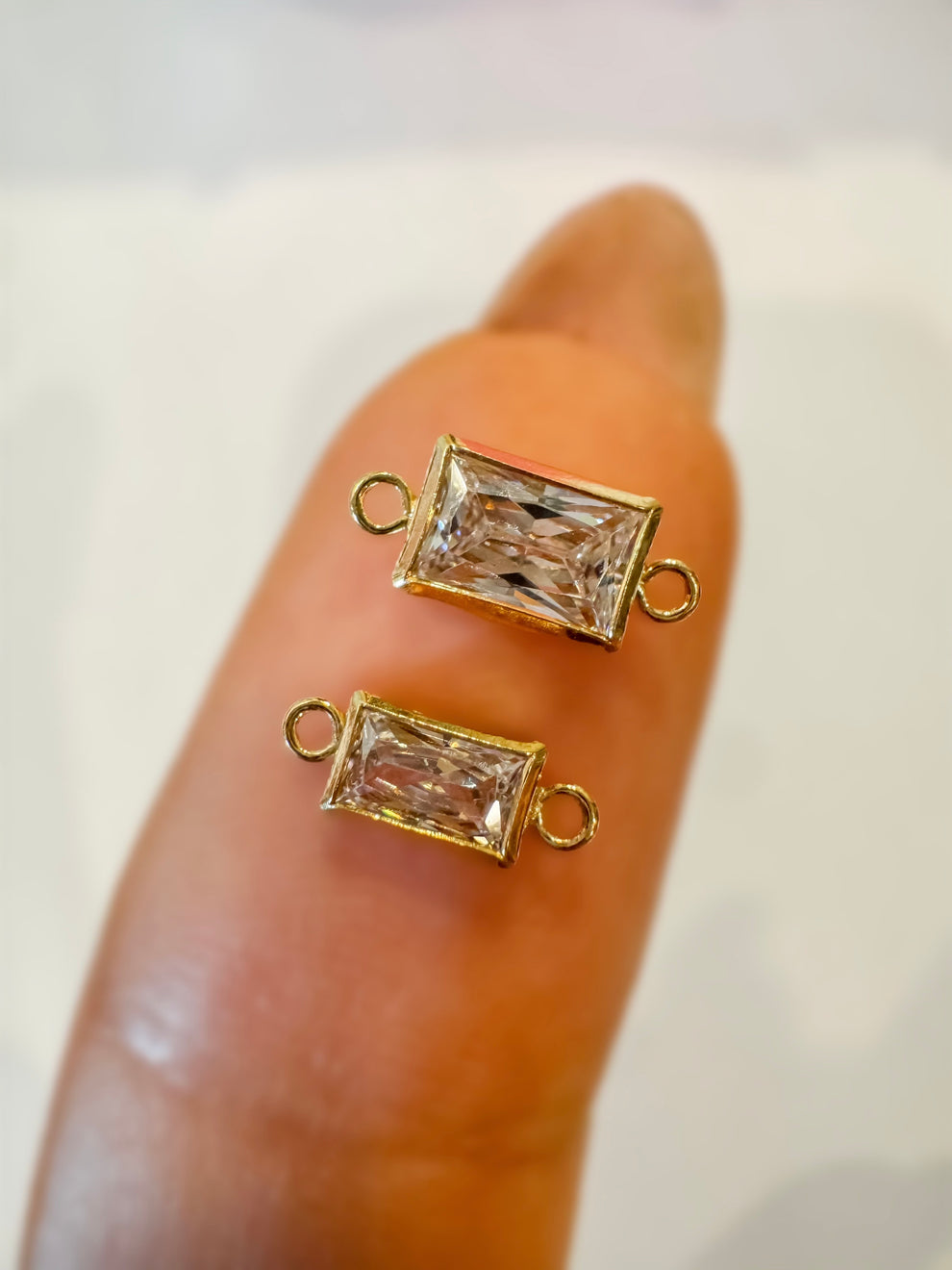Rectangle Bezel Set CZ Birthstone Connector - FULL SET (12 Total ...