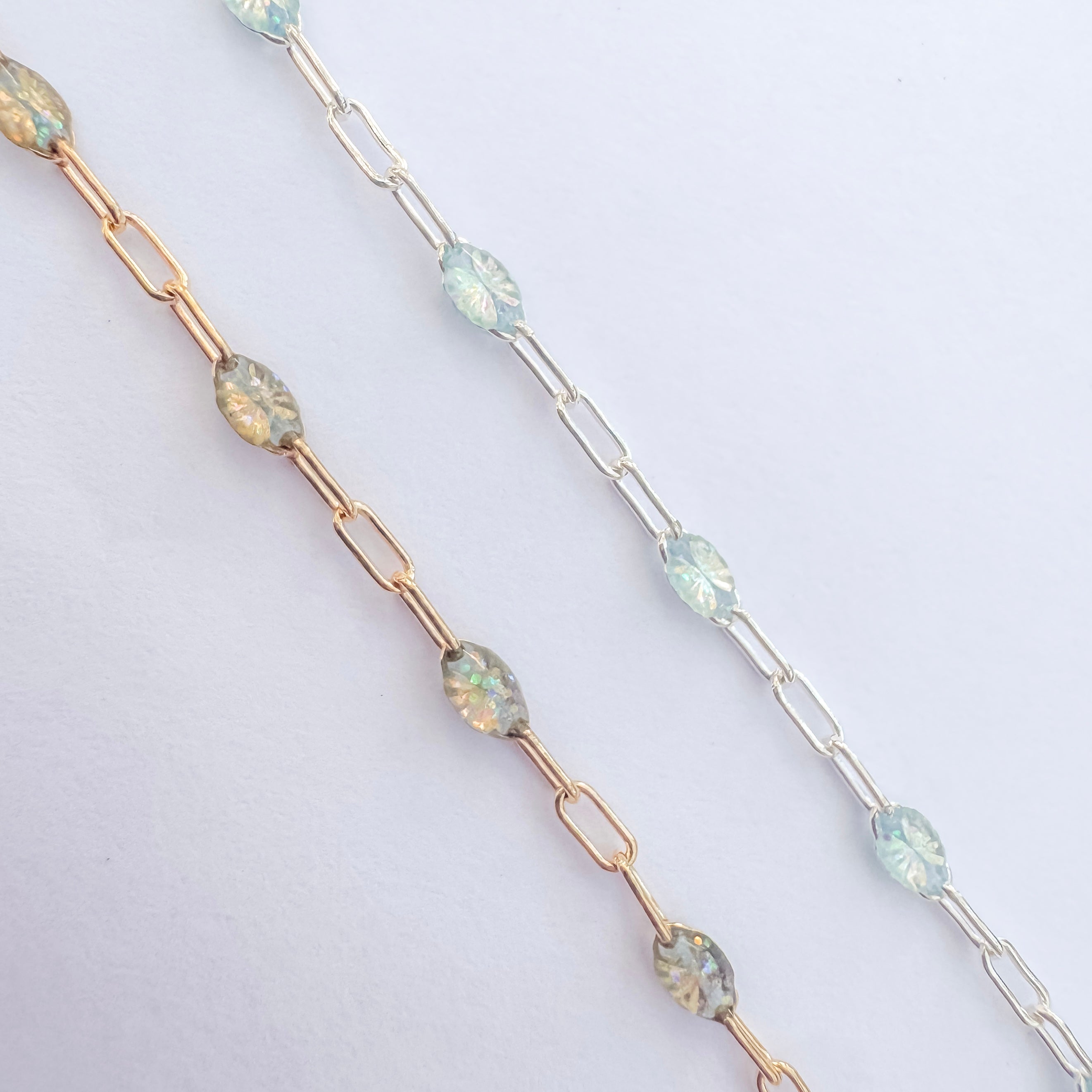 “Opalite” Enamel Sunburst Paperclip Permanent Jewelry Chain – Permanent ...